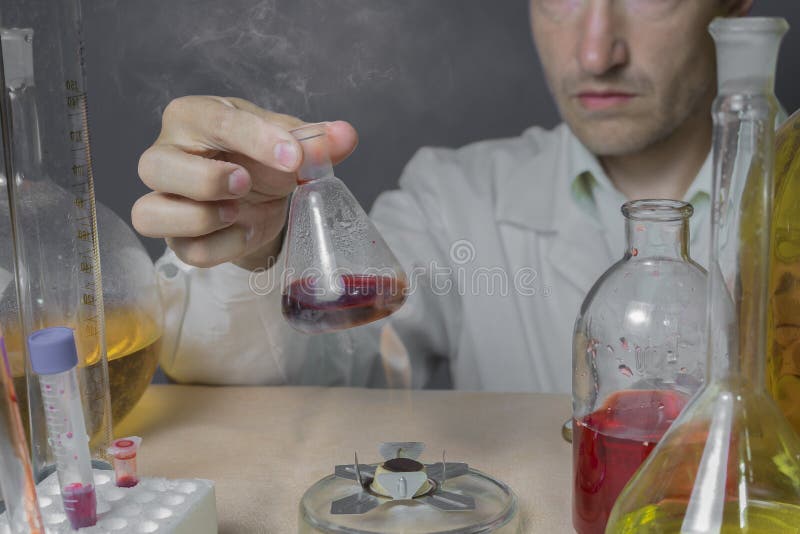 A Scientist is Doing His Chemical Lab Research Stock Image - Image of ...