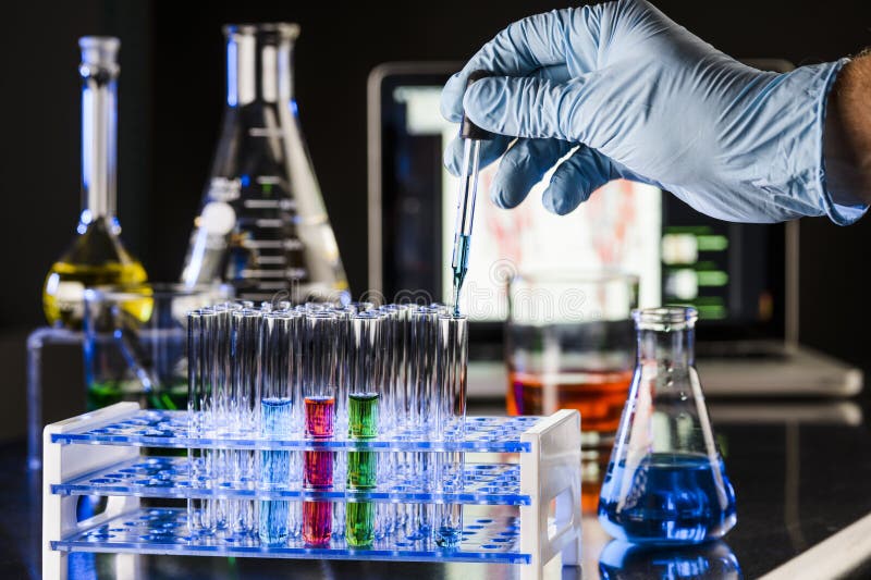 Laboratory Test Tubes in Science Research Lab Stock Image - Image of ...