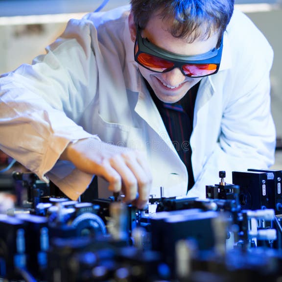 Scientist Doing Research in a Quantum Optics Lab Stock Photo - Image of ...