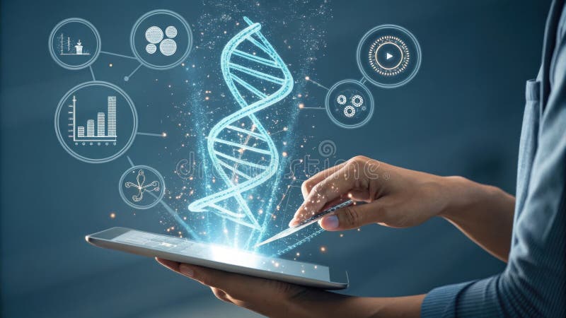 Scientist Editing Dna with Futuristic Digital Pen and Tablet Stock ...