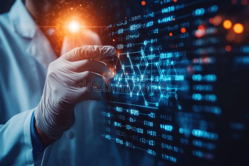 A Scientist Examines Digital Data Visualizations in a Laboratory ...