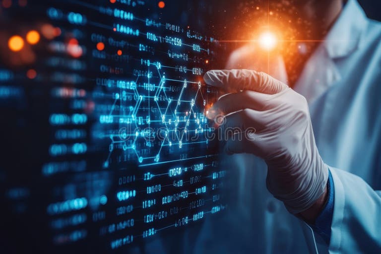 A Scientist Examines Digital Data Visualizations in a Laboratory ...