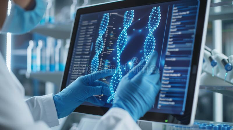 Close-Up of DNA Sequencing Screen. AI Generated Stock Image - Image of ...