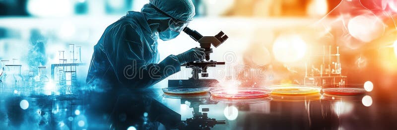 A Scientist Examines Samples Under a Microscope in a Laboratory Setting ...