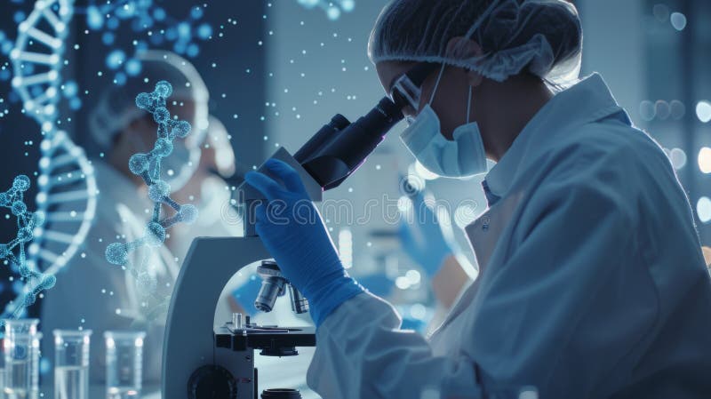 Scientist Working with Microscope. AI Generated Stock Photo - Image of ...