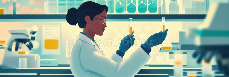 Scientist Examines Test Tubes in Modern Laboratory Environment ...