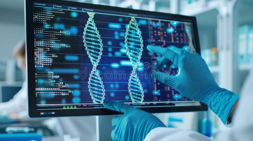 Scientist Analyzing DNA Sequences. AI Generated Stock Photo - Image of ...