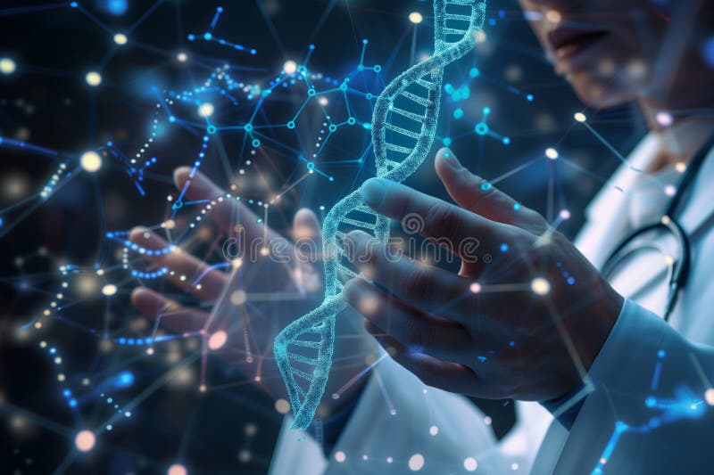 Scientist Examining DNA Structure in Futuristic Laboratory Stock Photo ...