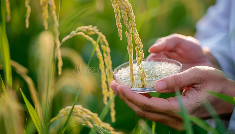 Scientist Examining Genetically Modified Rice in a Petri Dish in a ...