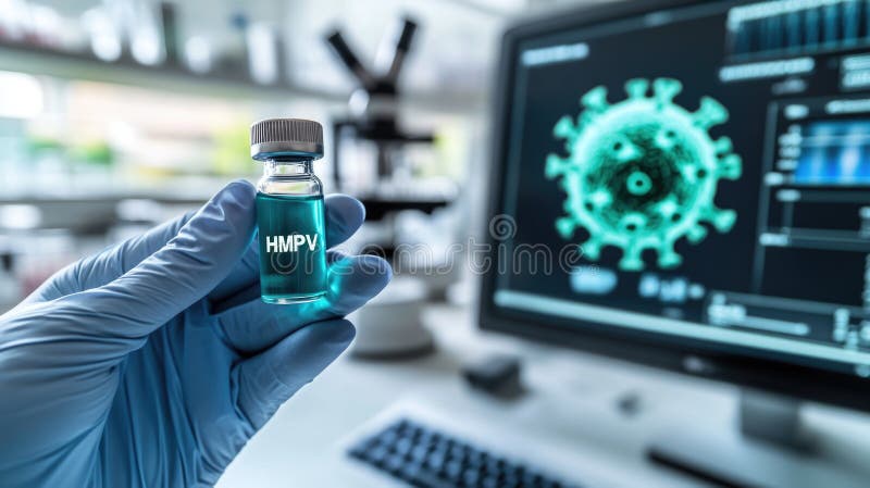Scientist Examining Hmpv Virus Sample in Laboratory with Advanced ...