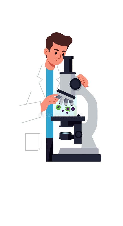 Scientist Examining Microorganisms Under Microscope in Laboratory ...