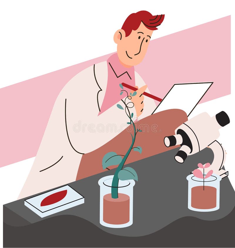 Scientist Examining Plant Species Using Laboratory Microscope. Eco ...