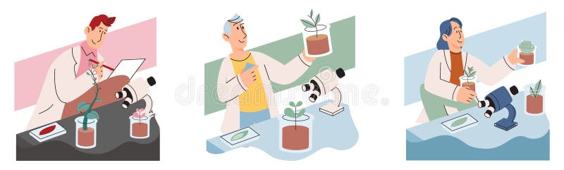 Scientist Examining Plant Species Using Laboratory Microscope. Eco ...
