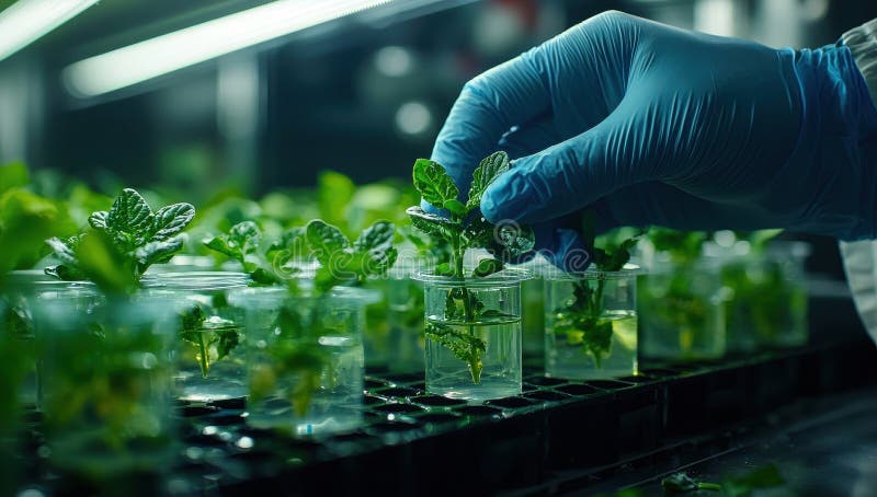 Scientist Examining Plant Tissue Culture in Laboratory Stock ...