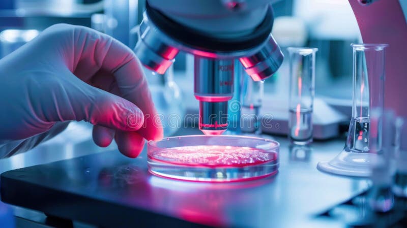 Scientist Examining Sample Under Microscope in Laboratory. Generative ...