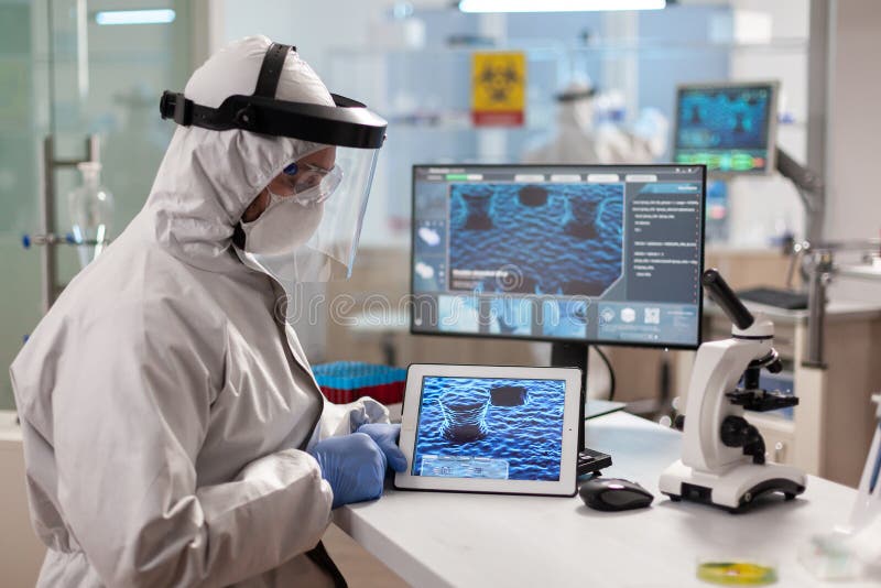 Scientist Examining Virus Evolution Using High Tech Technology ...