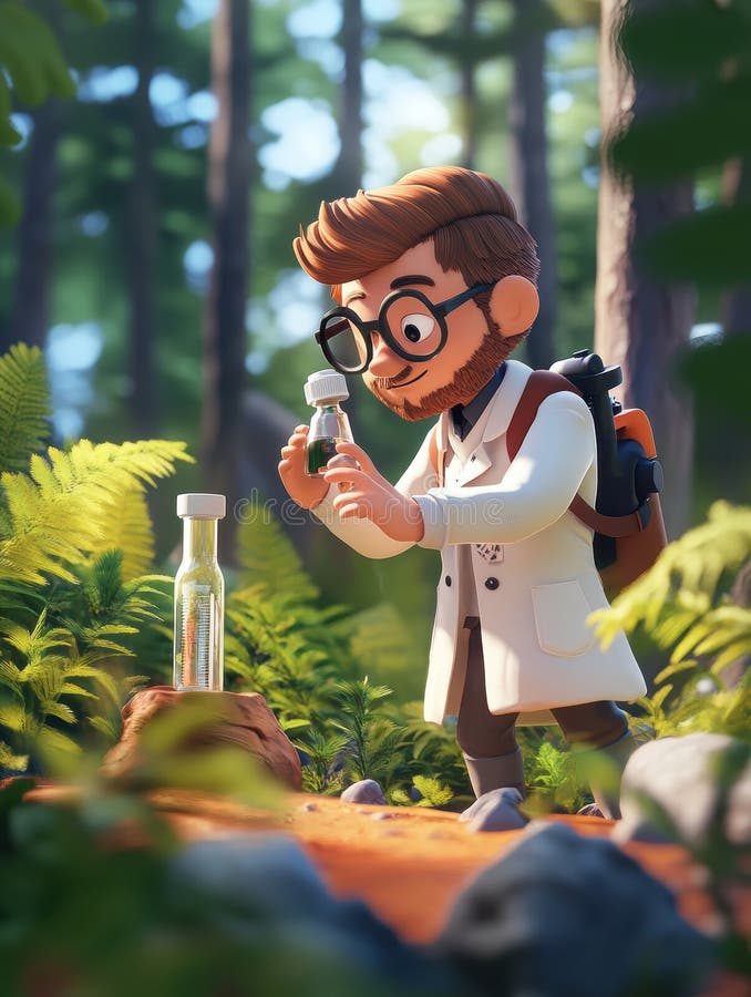 Scientist Exploring the Forest Stock Illustration - Illustration of ...