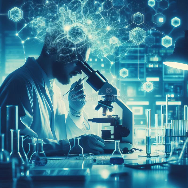 Scientist Exploring Futuristic AI-driven Research in a Lab Stock Photo ...