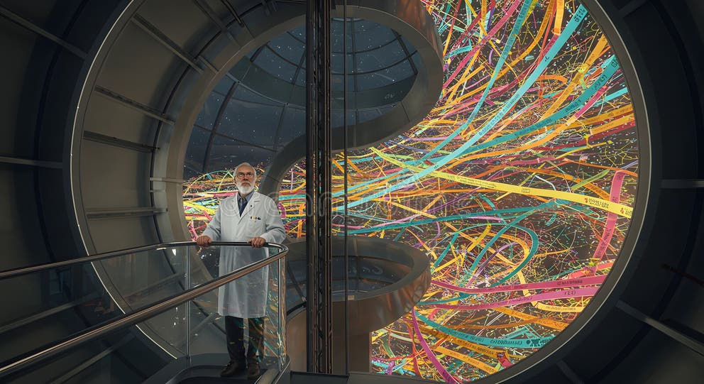 Scientist Exploring Futuristic Data Visualization in Modern Lab Stock ...
