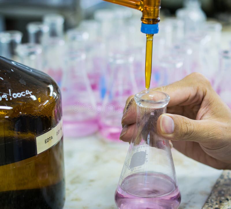 Scientist Fill Chemical into Erlenmeyer Flask Stock Photo - Image of ...