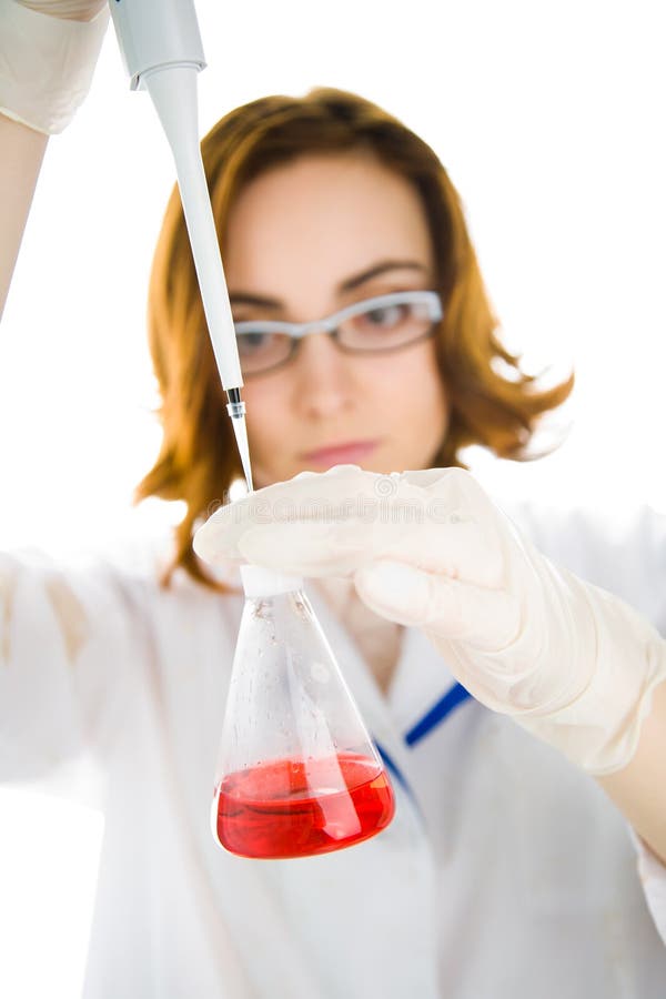 Scientist with Flask (focus on Flask) Stock Photo - Image of chemist ...