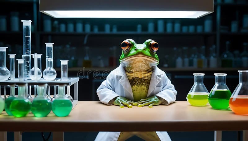 Scientist Frog in a Laboratory: a Hilarious Amphibian Experiment Stock ...