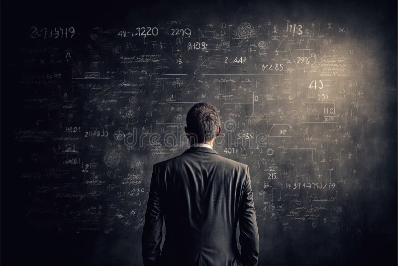 Scientist in Front of a Blackboard with Equations and Problem Solving ... Scientist in Front of a Blackboard with Equations and Problem Solving ...