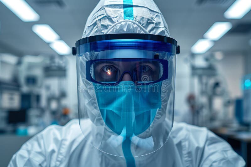 Scientist in Full Protective Gear in Laboratory. Stock Image - Image of ...