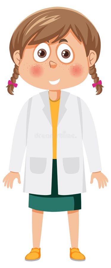 Scientist Girl Wearing Lab Coat Stock Vector - Illustration of isolated ...