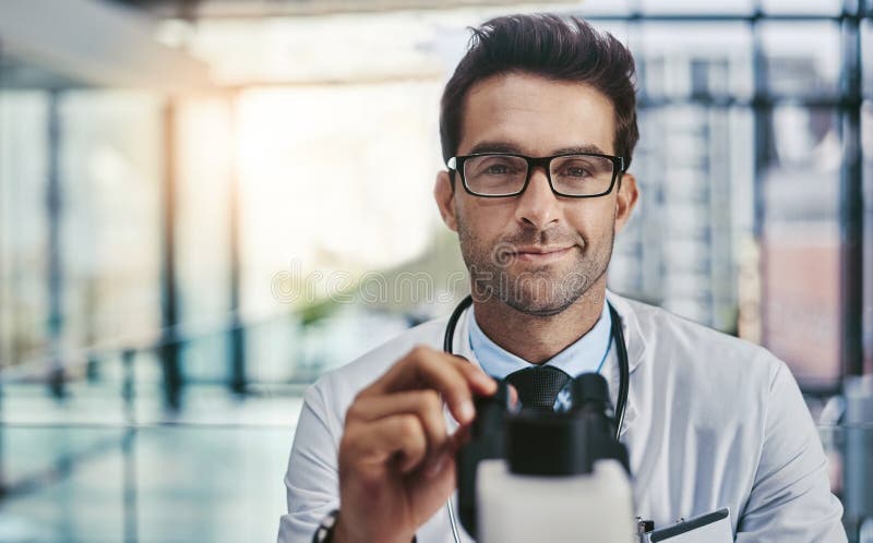 Boy Scientist in Glasses and Lab Coat Stock Photo - Image of magnifying ...