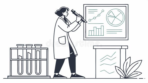 Scientist with Graph Vector, Research Presentation, Science Data, Lab ...