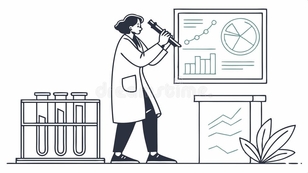 Scientist with Graph Vector, Research Presentation, Science Data, Lab ...