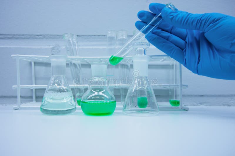 Scientist Hand with Laboratory Glassware Stock Image - Image of ...