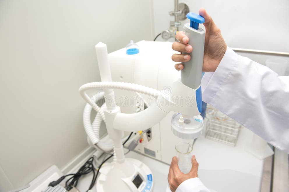 Scientist Hand Working at Pharmacy Microbiology Laboratory Stock Photo ...