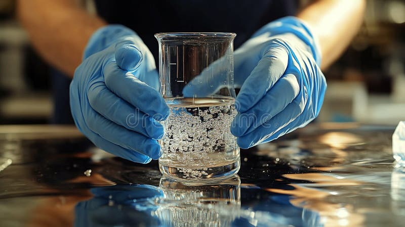 Scientist Handling Beaker Filled with Transparent Liquid for ...