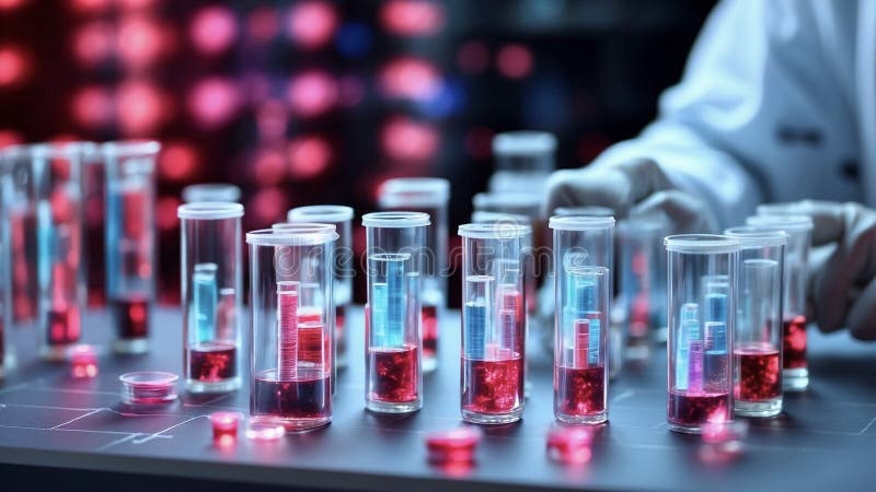 Scientist Handling a Micro Pipette, with the Lab High-tech Equipment ...