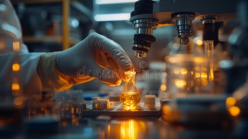 Scientist Handling a Sample in a Laboratory Setting Stock Illustration ...