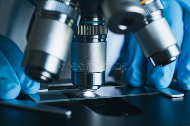 Microscope Close-up Shot in the Laboratory Stock Photo - Image of ...