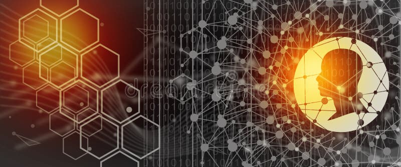 Data Science and Communication Concept with Scientist Head Stock ...