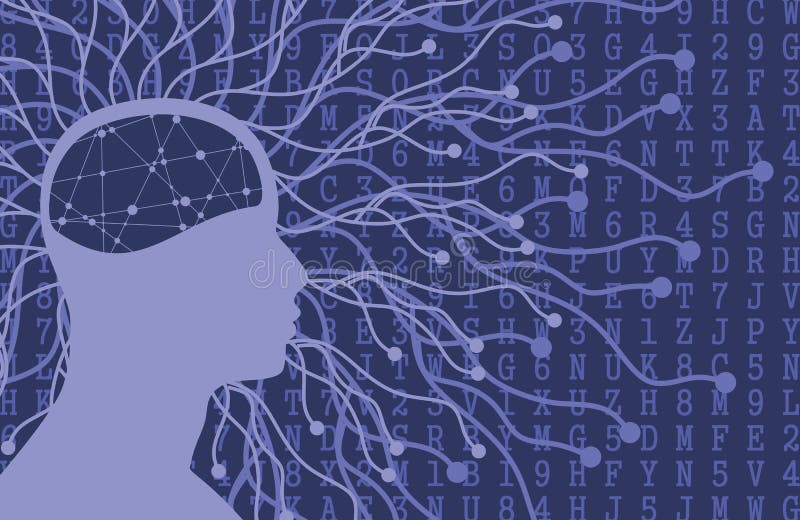 Data Science and Communication Concept with Scientist Head Stock Vector ...