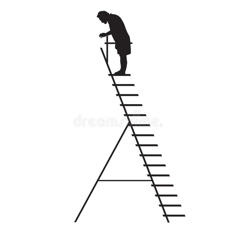 Scientist on a high ladder stock vector. Illustration of success ...