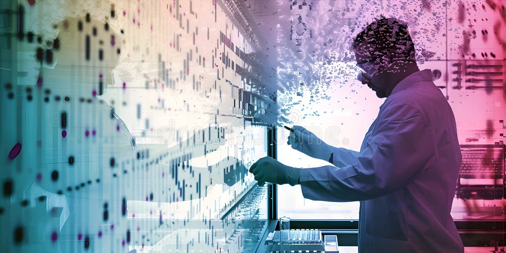 Tech Innovation, Scientist Analyzing Data, Future Technology Research Stock Illustration ...