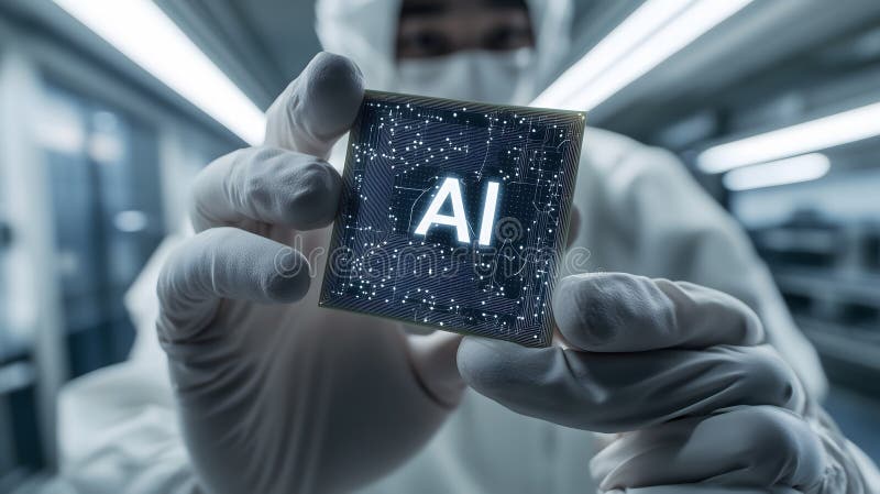 Scientist Holding AI Microchip in Laboratory, Showcasing Advanced ...