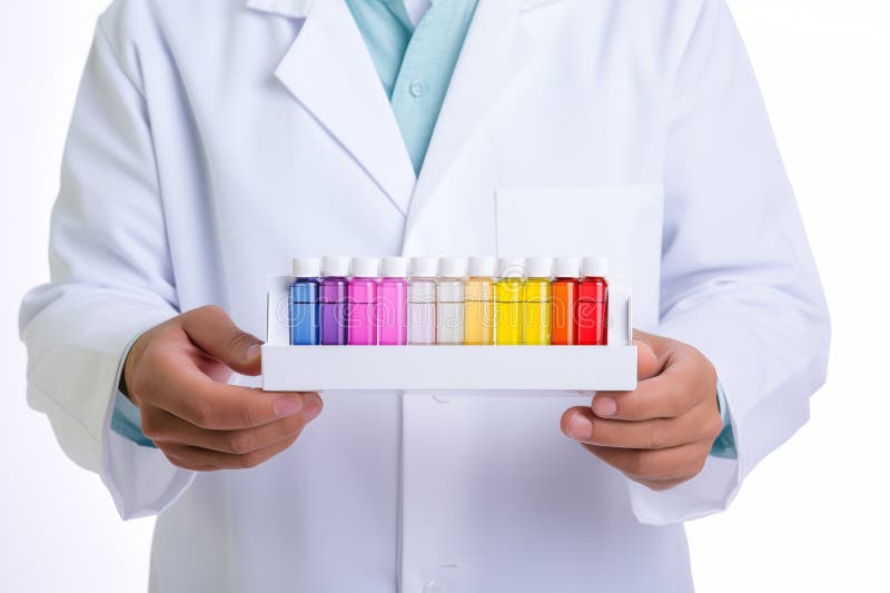 Scientist Holding a Box with Color Samples in it, Isolated on White ...