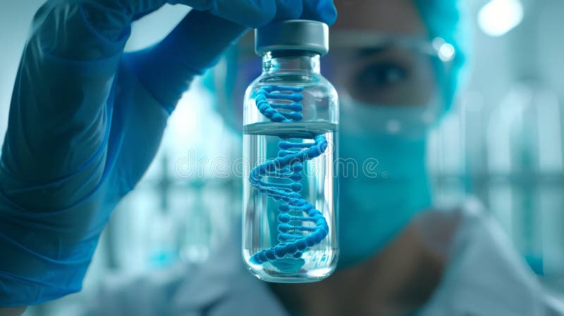 Scientist Holding DNA Model in Lab. AI Generated Stock Photo - Image of ...