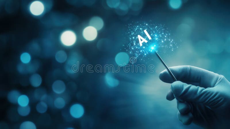 Scientist Holding Futuristic Tool Creating Artificial Intelligence in ...