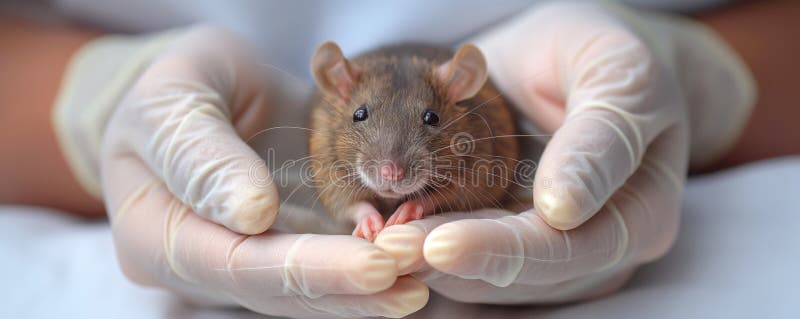 Scientist Holding a Lab Rat Gently in Hands Stock Illustration ...