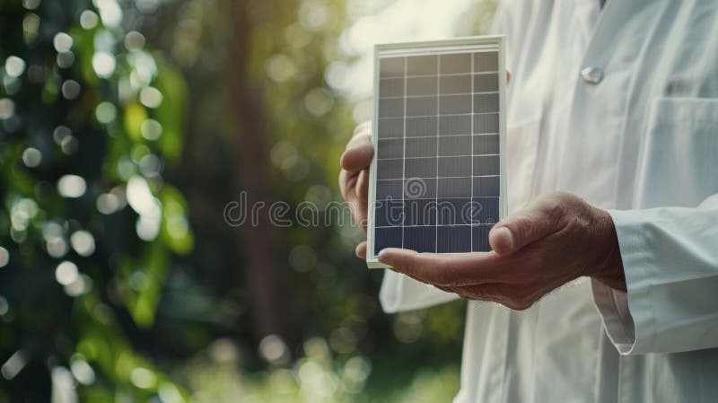 A Scientist Holding a Model of a Solar Panel and Explaining it To Their ...
