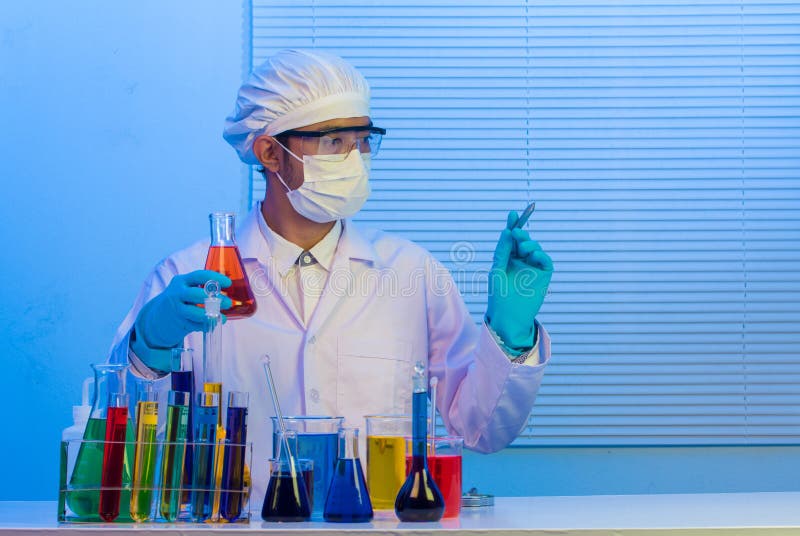 Scientist Holding Pen Drawing for Design Work Stock Image - Image of ...