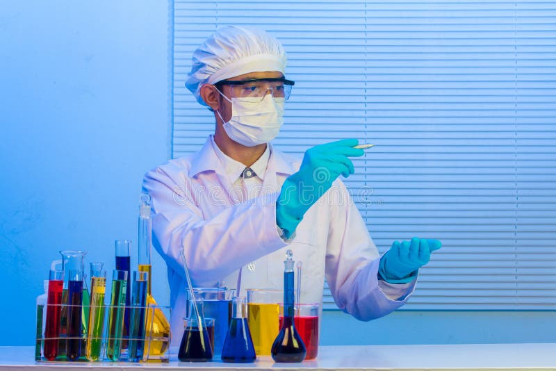 Scientist Holding Pen Drawing for Design Work Stock Image - Image of ...